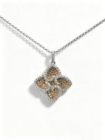 China 925 Sterling Silver Peach Pink White Colorful CZ Setting AAA CZ Dangle Pendant 4 Leaf Shape Symbolizing Prosperity Longevity and Auspiciousness for Elegant Jewelry Collections, Lucky Jewelry Set for sale