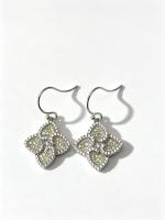 China Hot Summer Silver Earrings Sterling CZ Pointy Lucky Four-Leaf Clover Colorful Apple Green +White CZ Suitable for Casual and Formal Events Dangle Earring Stud Back, Cute Sterling Silver Earrings for sale