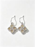 China Hot Summer Silver Earrings Sterling CZ Pointy Lucky Four-Leaf Clover Colorful Dark Champagne +White CZ Suitable for Casual and Formal Events Dangle Earring Stud Back, Cute Sterling Silver Earrings for sale