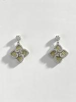 China 2026 Summer Silver Earrings Sterling CZ Pointy Lucky Four-Leaf Clover Colorful Apple Green +White CZ Suitable for Casual and Formal Events Dangle Earring Hook, Fashion Sterling Silver Earrings for sale