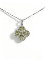 China 925 Silver CZ Pendant with Aquamarine White AAA CZ Stones Lucky Flower-shaped pendant Jewelry Rhodium Plated for Prosperity Longevity Jewelry for sale