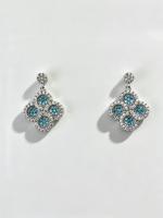 China 2026 New Hot Summer 925 Silver CZ Earrings Rhodium Plated Hypoallergenic Lucky Flower Circle Design with Aquamarine and White AAA CZ Stones for sale