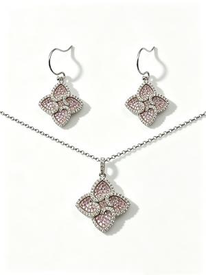 China Teardrop-shaped Silver 925 Jewelry Set with AAA Cubic Zirconia and Rhodium Plating for Weddings and Gifts for sale