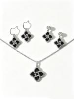 China AAA Cubic Zirconia Teardrop-shaped Rhodium Plated Silver 925 Jewelry Set for Weddings and Gifts for sale