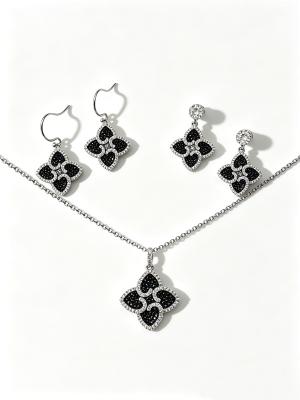 China AAA Cubic Zirconia Teardrop-shaped Rhodium Plated Silver 925 Jewelry Set for Weddings and Gifts for sale
