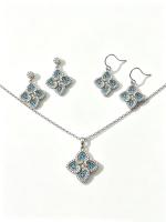 China AAA Cubic Zirconia Teardrop-shaped Rhodium Plated Silver 925 Jewelry Set for Weddings and Gifts for sale