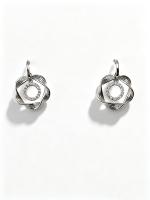 China 925 Silver White Rhodium CZ Double Circle Dangle Stud Earrings delicate and sparkling cubic zirconia stones set in sterling silver ideal for daily wear and special occasions for sale
