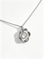 China 925 Silver CZ Pendant with White AAA CZ Stones in Flower Circle Dangle Featuring Rhodium Plated Mirror Polished Finish , Double Circles Pendants, A Set Collection for sale