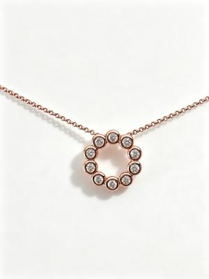 China 925 Silver CZ Pendant with White AAA Solitaire Circle  Pendant CZ Stones in Round Circle Rose Gold 0.1 Micron Plated Mirror Polished Finish , Circles Pendants, A Set Collection for sale