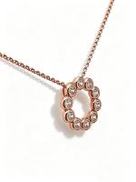 China 925 Silver CZ Pendant with White AAA Solitaire Circle  Pendant CZ Stones in Round Circle Rose Gold 0.1 Micron Plated Mirror Polished Finish , Circles Pendants, A Set Collection for sale