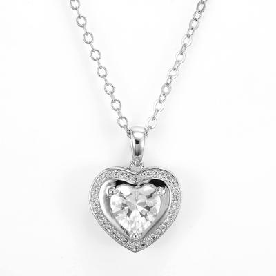 China 925 Sterling Silver Heart CZ Pendant for Women - 30pcs MOQ with Custom Logo Service and 15+ Years Manufacturing Experience for sale
