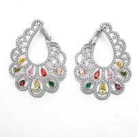 China Bridal Clip-On 925 Silver Teardrop Earrings with Cubic Zirconia - 11g Pair Weight, Multiple Plating Options for sale