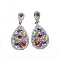 China Bridal Clip-On 925 Silver Teardrop Earrings with Cubic Zirconia - 11g Pair Weight, Multiple Plating Options for sale