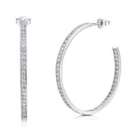 China Yujinfu 925 Silver CZ Hoop Earrings 40mm Diameter 6.2g with Rose Gold Plating for Women for sale