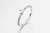 China Star Band Rings 925 Sterling Silver with AAA Cubic Zirconia - 1.0g Stackable Promise Rings for Wedding and Engagement for sale