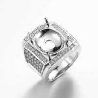 China Yujinfu Dad Ring 925 Sterling Silver with 14×17mm Blue Corundum Stone and AAA Cubic Zirconia - 12.3g Men's Jewelry for sale