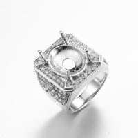 China Yujinfu Dad Ring 925 Sterling Silver with 14×17mm Blue Corundum Stone and AAA Cubic Zirconia - 12.3g Men's Jewelry for sale