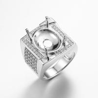 China Yujinfu Dad Ring 925 Sterling Silver with 14×17mm Blue Corundum Stone and AAA Cubic Zirconia - 12.3g Men's Jewelry for sale