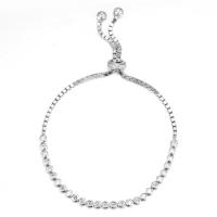 China Sterling Silver CZ Bolo Bracelet with 2.4mm Round Stone - 10.27g Unisex Solitaire Design for Weddings and Special Occasions for sale