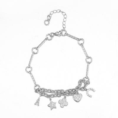 China 6.5 Inch 925 Silver CZ Alphabet Bracelet 7.0g Adjustable Friendship Jewelry with Custom Initials for sale