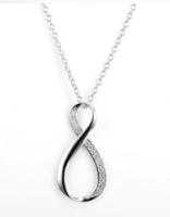 China 925 Sterling Silver Infinity Necklace with A-Grade Cubic Zirconia - 30 Piece MOQ Custom Jewelry for sale