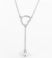 China 88mm Heart Shaped 925 Sterling Silver Pearl Necklace with CZ Stones - Only Love Design for Ladies Jewelry for sale