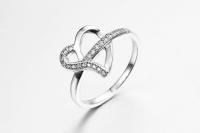 China Heart Shaped 925 Silver CZ Eternity Wedding Band 2.38g with Custom Cubic Zirconia Stones for sale
