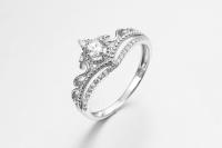 China 1.87g 925 Sterling Silver Princess Crown Ring with CZ Stones - European Wedding Jewelry OEM Customization for sale