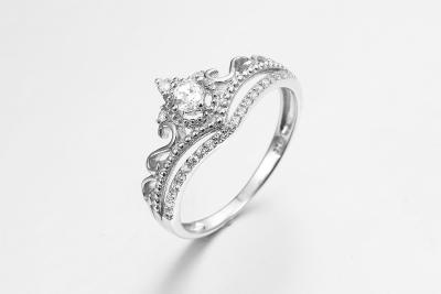China 1.87g 925 Sterling Silver Princess Crown Ring with CZ Stones - European Wedding Jewelry OEM Customization for sale