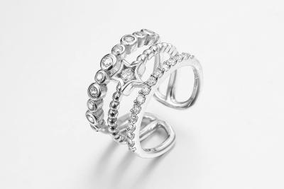 China 3.5mm 925 Cz Engagement Ring 4.15g Halo Cubic Zirconia for sale