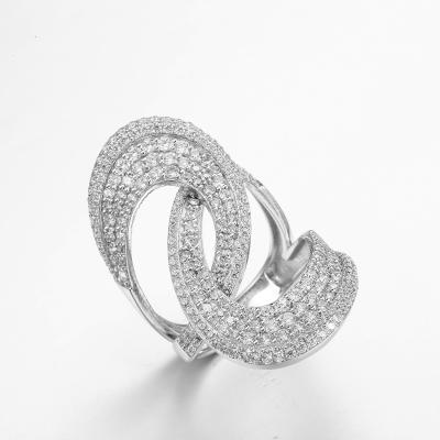 China Anniversary Sterling Silver Criss Cross Ring Womens 7.02g Cubic Zirconia for sale