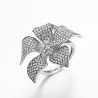 China 925 Sterling Silver Double-Flower Engagement Ring with Cubic Zirconia - 1.64g Women's Flower Design Wedding Jewelry for sale