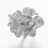China 925 Sterling Silver Double-Flower Engagement Ring with Cubic Zirconia - 1.64g Women's Flower Design Wedding Jewelry for sale