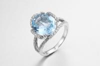 China Sapphire 925 Sterling Silver Gemstone Ring 5.3g October Birthstone with Cubic Zirconia for Women for sale