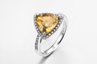 China 4.84g Yellow Citrine November Birthstone Engagement Ring in 925 Sterling Silver with Multiple Plating Options for sale