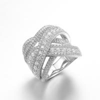 China Anniversary Gift 925 Sterling Silver CZ Wraparound Rings Interlocking for sale
