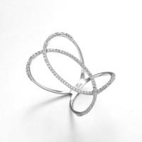 China Circle Intersect 925 18K Yellow Plating CZ Rings Yellow Gold Engagement Rings for sale