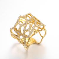 China Circle Intersect 925 18K Yellow Plating CZ Rings Yellow Gold Engagement Rings for sale