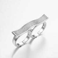 China 925 Sterling Silver CZ Double Finger Ring for Women - 8.75g Weight with Multiple Plating Options for sale