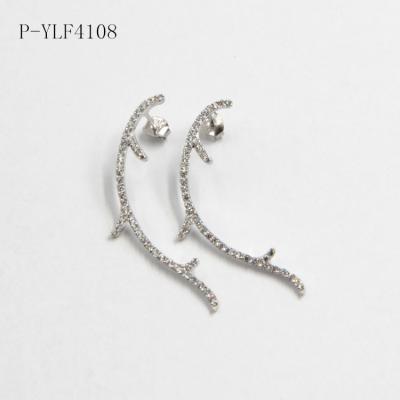 China 925 Silver Cartilage Earrings with Cubic Zirconia Crystals - 3.0g Weight, Multiple Gold Plating Options for sale