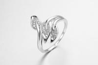 China Three Leaves Butterfly 925 Sterling Silver CZ Ring Set 3.54g with Cubic Zirconia for Women for sale