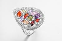 China 4.52g Pear Shaped Cubic Zirconia Ring in 925 Sterling Silver with Multiple Plating Options for Women for sale