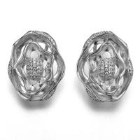 China 925 Sterling Silver Oval Swirl Ear Cuff with White AAA CZ Stones - 4.62g Clip-On Earrings in Multiple Plating Options for sale