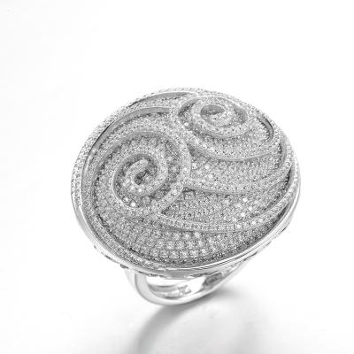 China Cubic Zirconia Mens Silver Patterned Rings 13.8g Sterling Silver Engraved Ring for sale