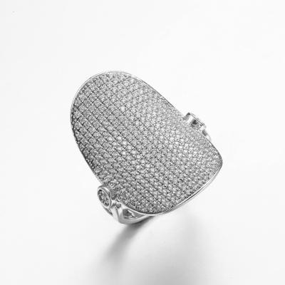 China 5.89g 925 Silver CZ Rings Cubic Zirconia Sterling Silver Shield Ring for sale