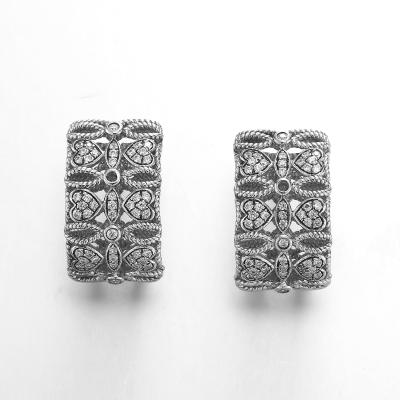 China Knot and Heart 925 Sterling Silver CZ Earrings with 7.68g Stone Weight and Multiple Plating Options for sale