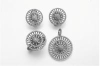China AAA Cubic Zirconia 925 Sterling Silver Jewelry Set 6.26g with Micro Pave Setting for Wedding and Special Occasions for sale
