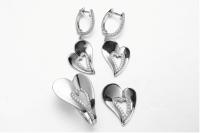 China 925 Sterling Silver Double Heart Necklace with AAA Cubic Zirconia - 30pcs MOQ Custom Jewelry for sale