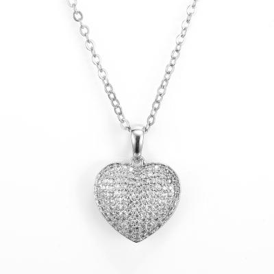 China White 925 Silver CZ Heart Pendant with Custom Name Engraving - 4.6g Weight, AAA Cubic Zirconia Stones for sale