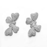 China Shamrock Heart 925 Silver CZ Earrings 2.8g with Custom Logo - Romantic Love Symbol Jewelry for sale